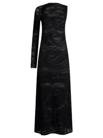 Etro Jacquard Long Dress With Paisley Motif - Black