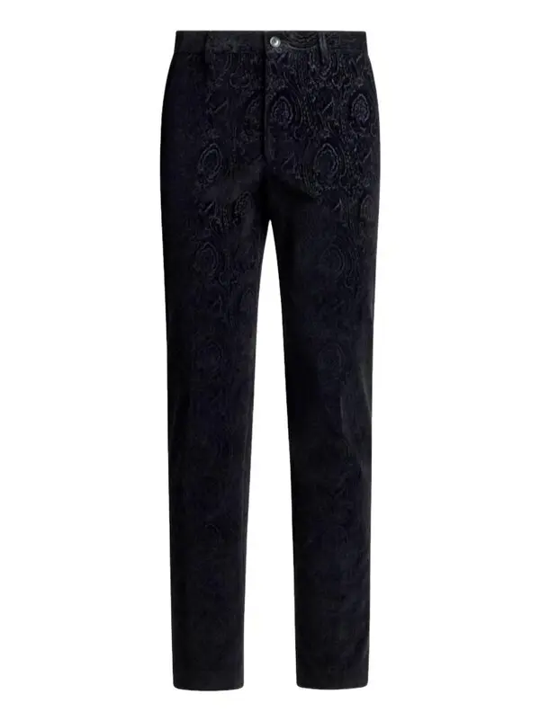 Etro Cotton Velvet Trousers With Arnica Motif - Black