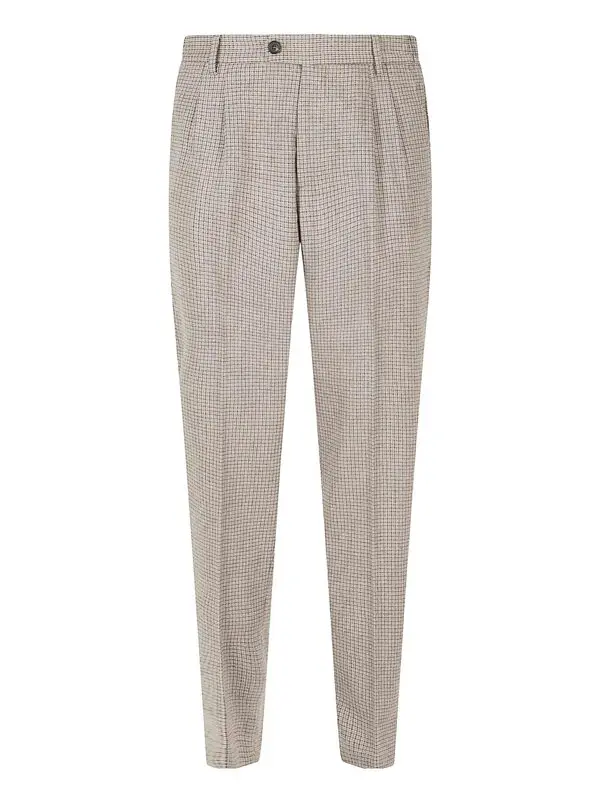 Eleventy Pleated Check Trousers - Cammello