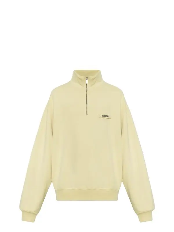 Jacquemus Gros Grain Quarter-zip Logo-patch Sweatshirt - Yellow