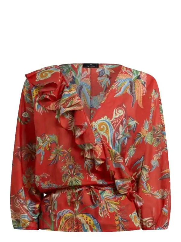 Etro Paisley Print Ruffled Blouse - Red