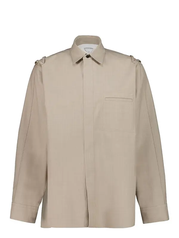 Bottega Veneta Overshirt Wool Cotton Melange - Beige