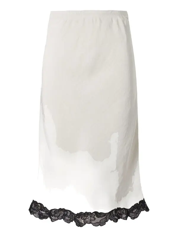 Maria Mcmanus Lace-trimmed Satin Midi Skirt - Cream