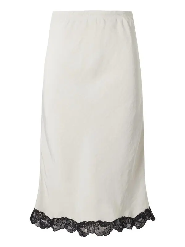 Maria Mcmanus Lace-trimmed Satin Midi Skirt - Neutrals