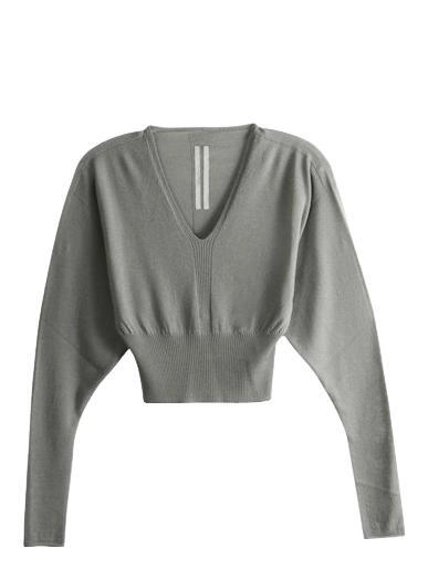 Rick Owens Cropped V-neck Top - Dust