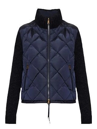 Moncler Quilted Cardigan With High Neck - Black