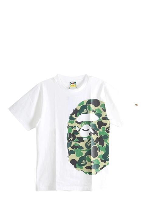 A BATHING APE Abc Camo Side Big Ape Head Tee Shirt - White/green