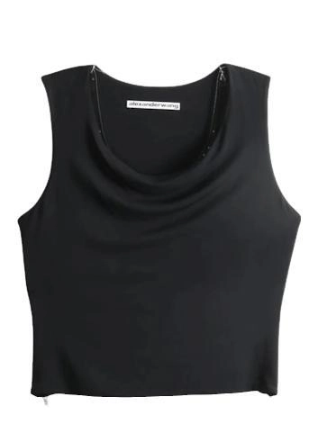 Alexander Wang Zipper Detail Cowl Neck Tank - Black