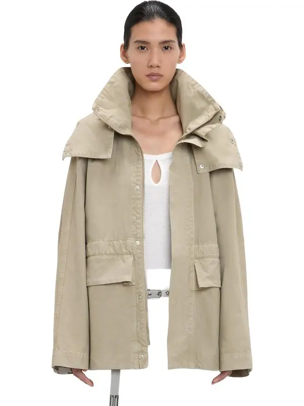 Victoria Beckham Hooded Utility Jacket - Stone Grey