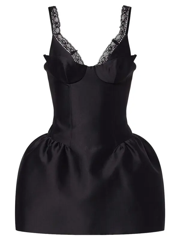 SHUSHU/TONG Lace-trimmed Minidress - Black