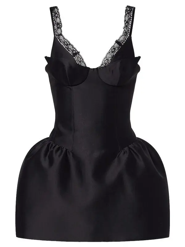 SHUSHU/TONG Lace-trimmed Minidress - Black