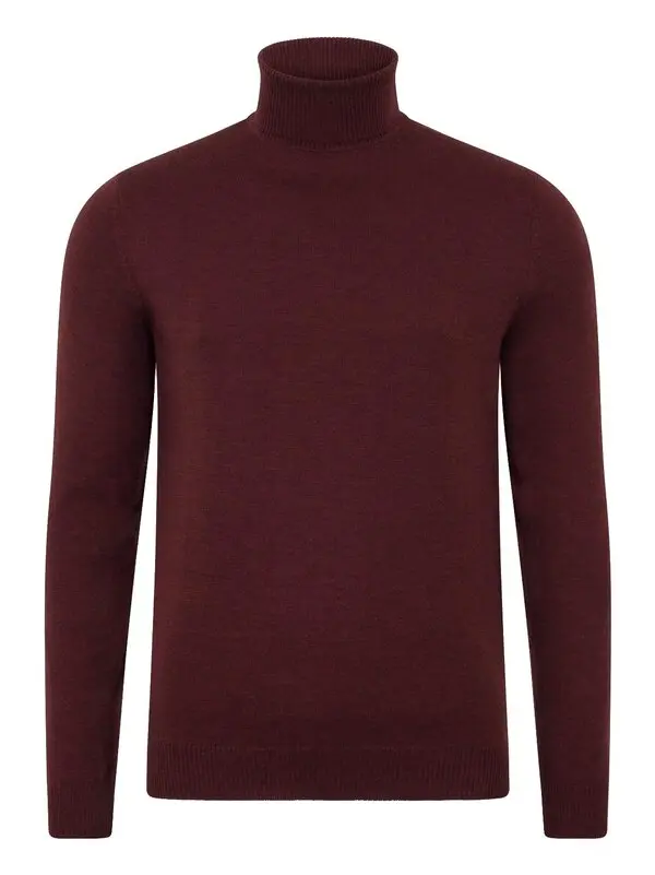 PAUL JAMES KNITWEAR Extra Fine Merino Wool Roll Neck Jumper - Red