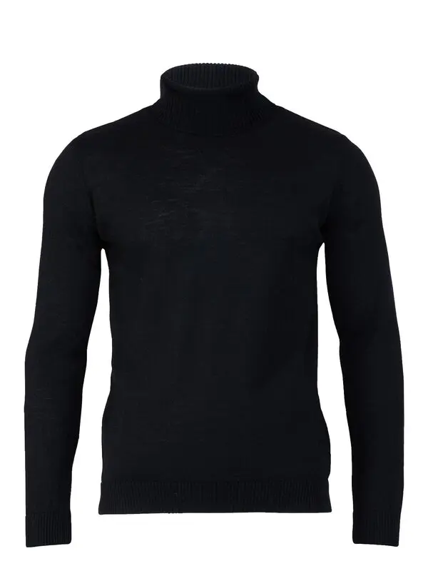 PAUL JAMES KNITWEAR Extra Fine Merino Wool Weston Roll Neck Jumper - Black