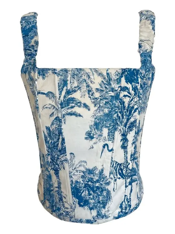 EFFEI Alalavida Corset With Tropical Print - Blue