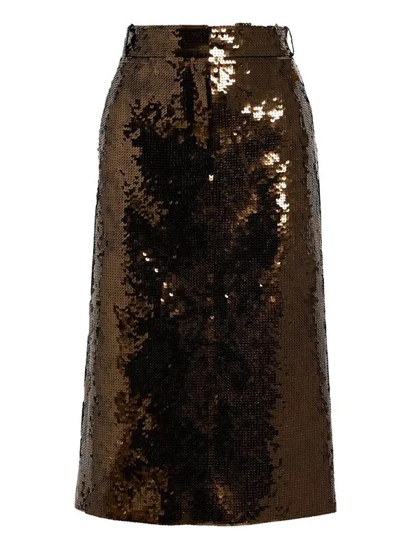 Tibi Sequined Crepe Midi Skirt - Bronze