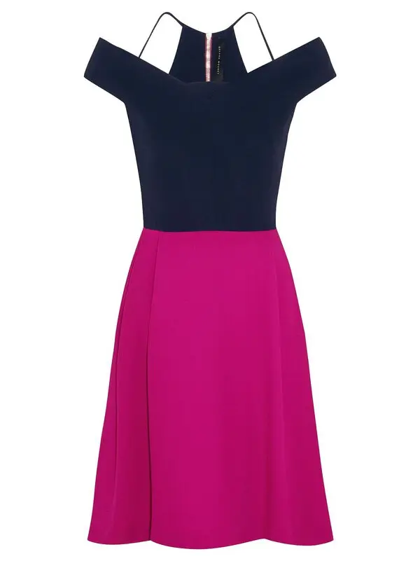 Roland Mouret Two-tone Cold-shoulder Wool Crepe Mini Dress - Pink