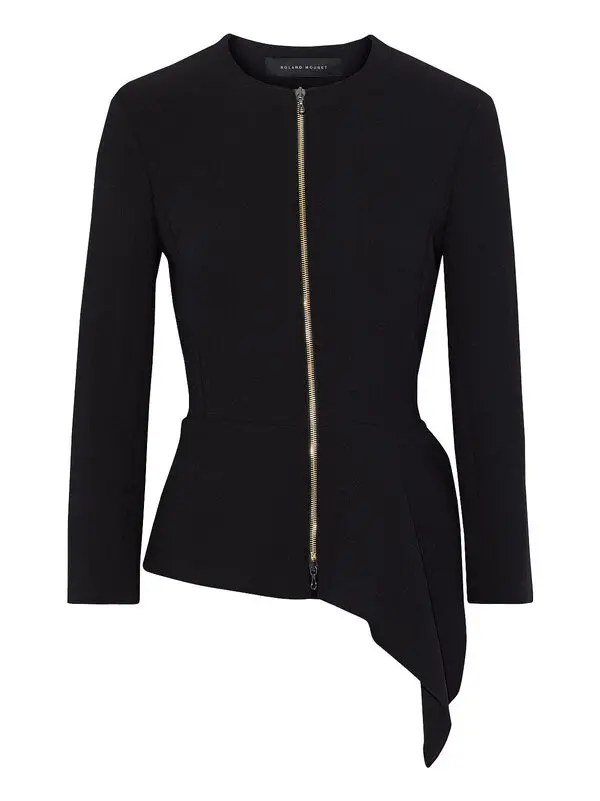 Roland Mouret Wool Peplum Zip Jacket - Black