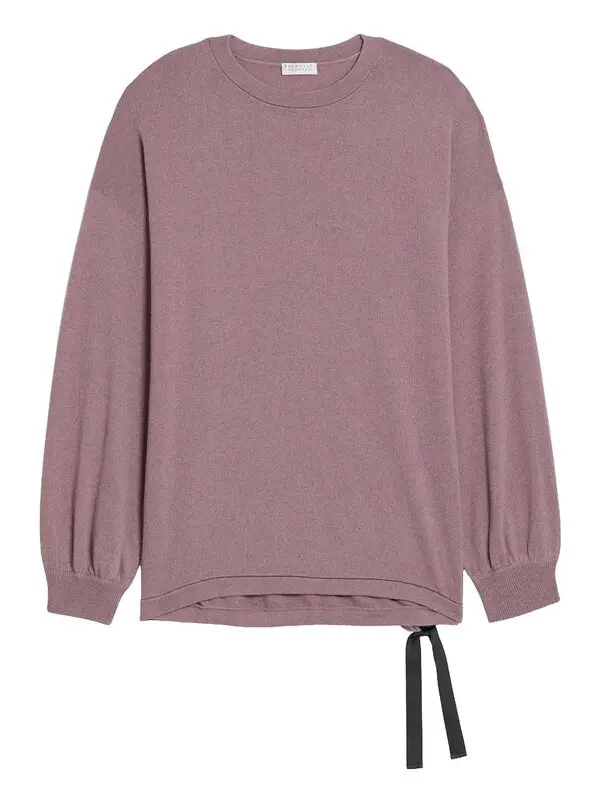 Brunello Cucinelli Cashmere Sweater With Ribbon Embellishment - Lavender
