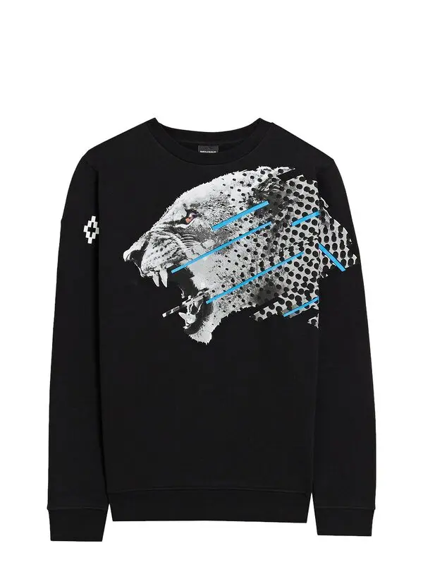 MARCELO BURLON COUNTY OF MILAN Printed Cotton Fleece Sweatshirt - Black