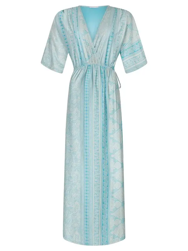CHIC BY LIRETTE Kimono Lotus Maxi Dress - Blue
