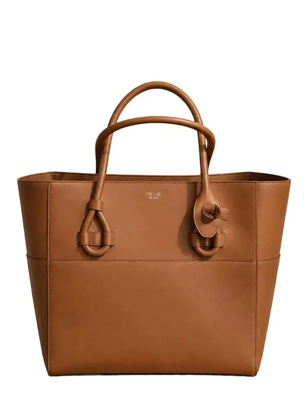 CALLAS MILANO Gina Leather Top Handle Tote Bag - Brandy