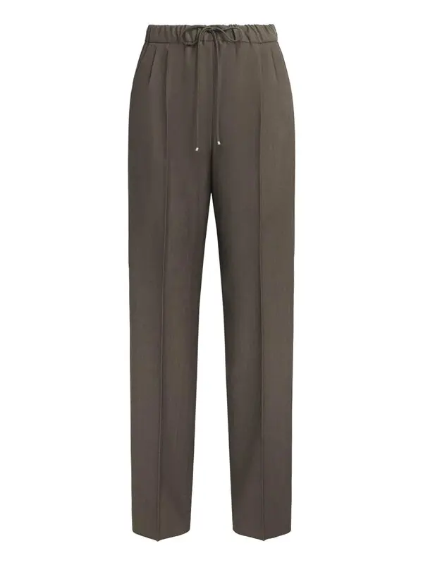 Max Mara Wool Gabardine Drawstring Trousers - Brown