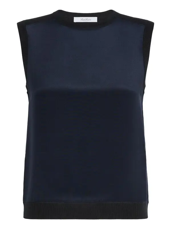 Max Mara Silk-cashmere Ribbed Tank Top - Navy