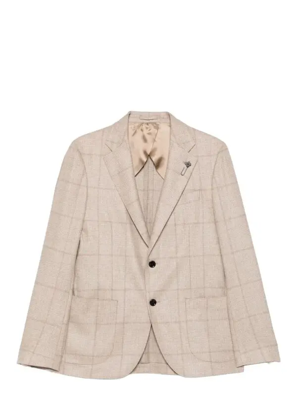 LARDINI Checked Two-button Jacket - Light Brown