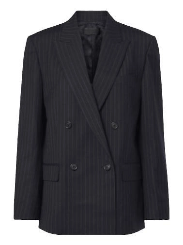 NILI LOTAN Leston Pinstriped Wool Blazer - Blue