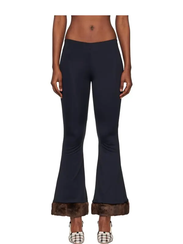 CONNER IVES Faux Fur Trim Flare Pants - Black