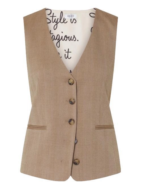 Liu Jo V-neck Gilet With Button Closure And Toggles - Beige