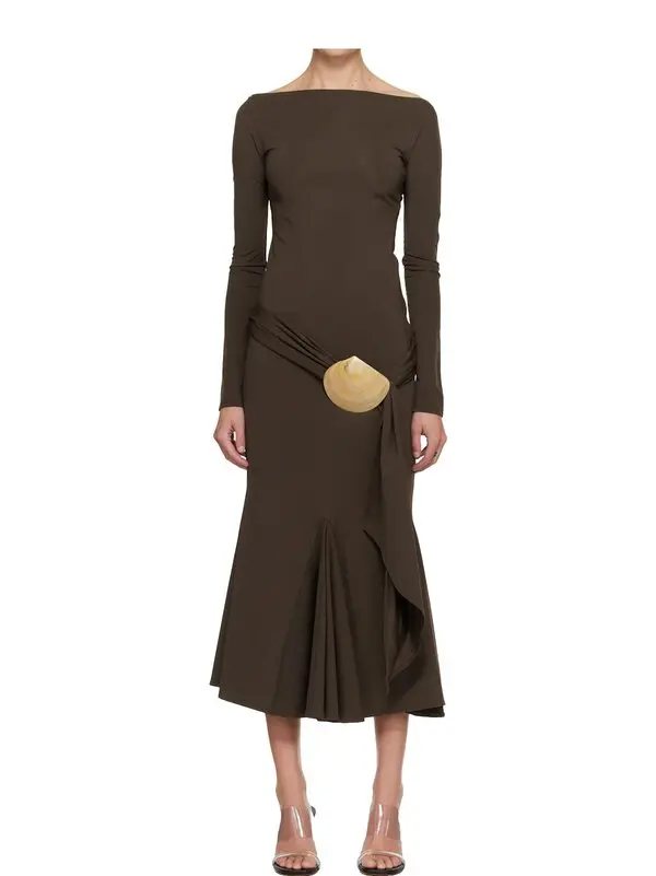 CONNER IVES Recycled Spandex Shell Belt Dress - Chocolate-colored