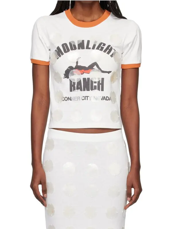 CONNER IVES Mother-of-pearl Sequined Trim T-shirt - White