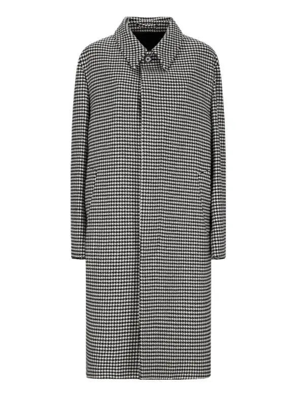 LARDINI Houndstooth Wool Coat - Black