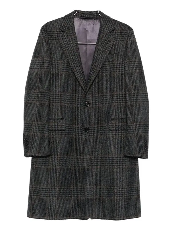 LARDINI Checked Wool Coat - Brown