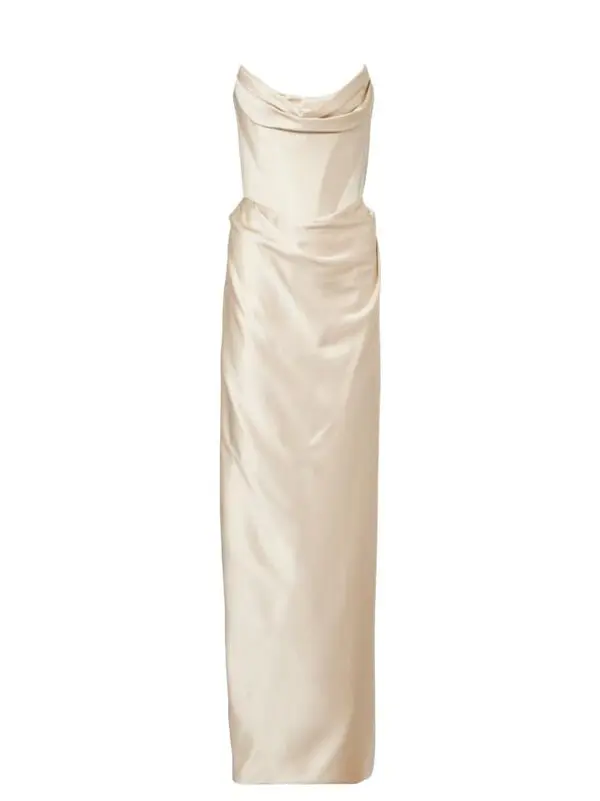 VIVIENNE WESTWOOD Galaxy Draped Crêpe Satin Bustier Gown - Sand