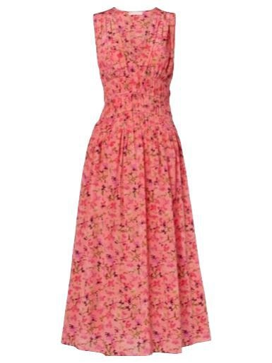 Ulla Johnson Peony Floral Print V-neck Midi Dress - Red