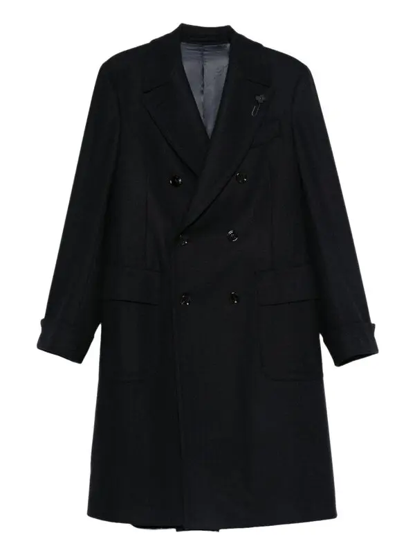 LARDINI Double Breasted Coat With Flower Detail - Blue