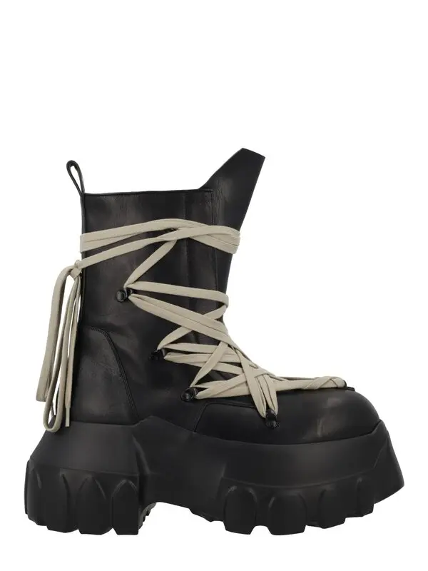 Rick Owens Leather Lace-up Boots With Chunky Platform Sole - Black