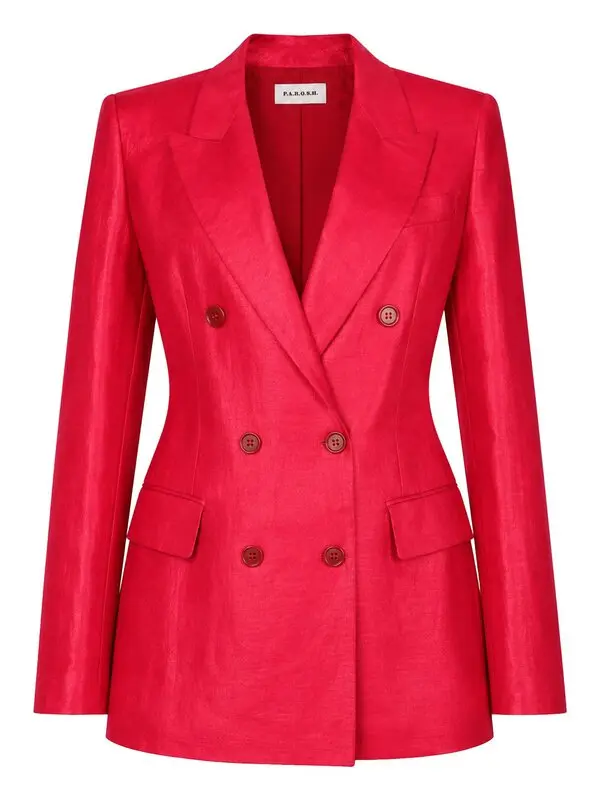 P.a.r.o.s.h P. A.r. O.s. H. Blazer Doppiopetto In Viscosa E Lino - Red