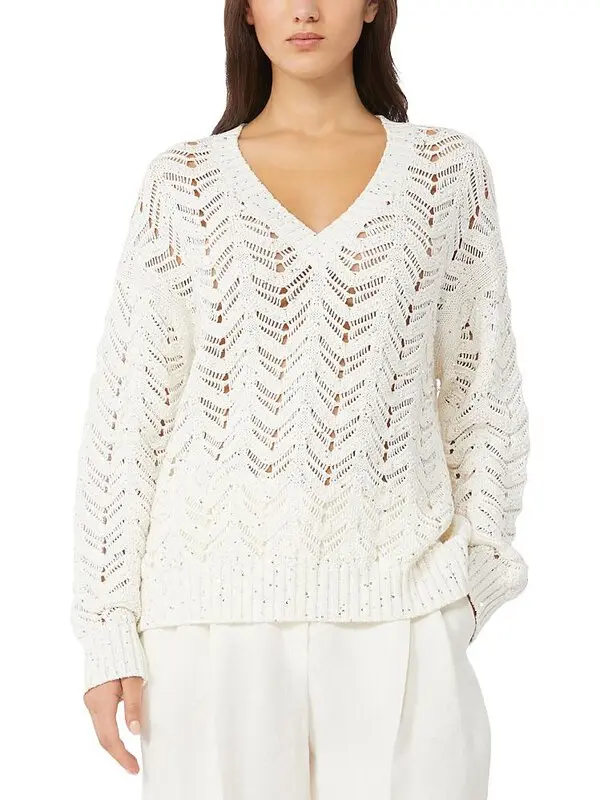 Max Mara V-neck Sweater With Sequins - White