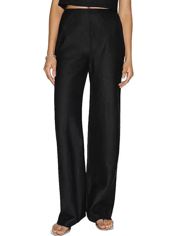 REFORMATION Gale Linen Wide Leg Pants - Black