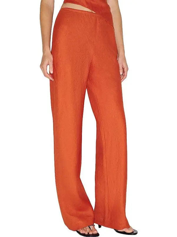 REFORMATION Gale Linen Wide Leg Pants - Chili Mango