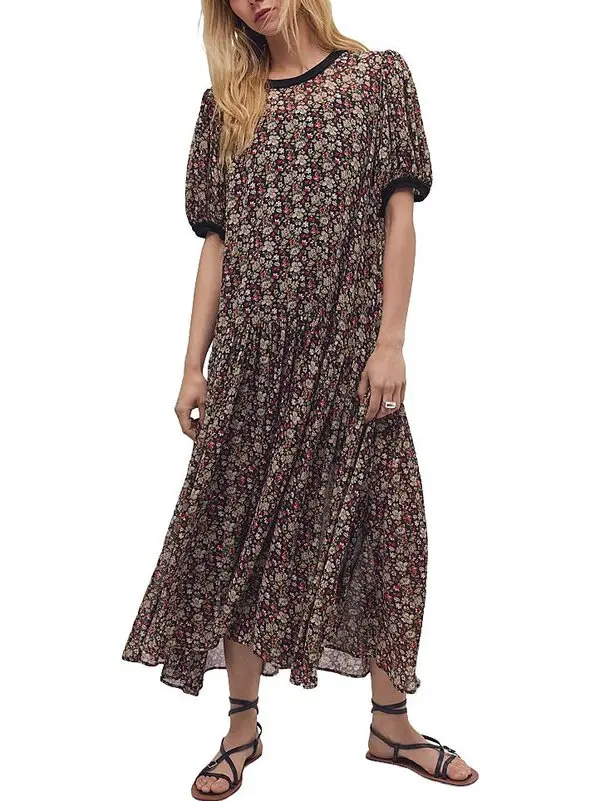 Free People Courtside Crush Floral Print Maxi Dress - Black Combo