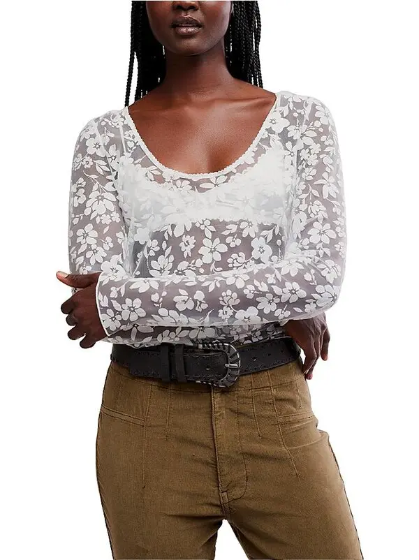Free People Early Sunsets Layering Lace Top - Ivory