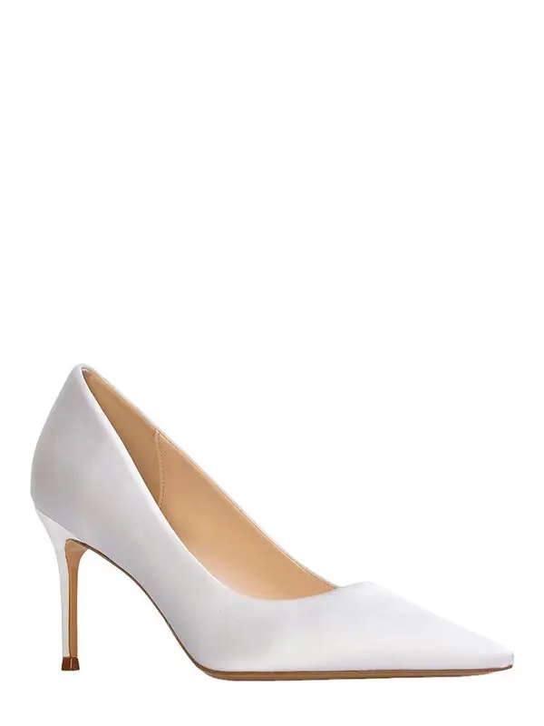 BLACK SUEDE STUDIO Pointed Toe Stiletto Pumps - White Satin