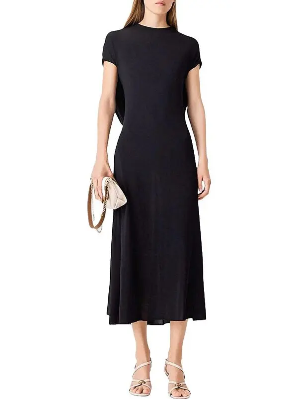 Maje Midi Dress With Cowl Back - Black