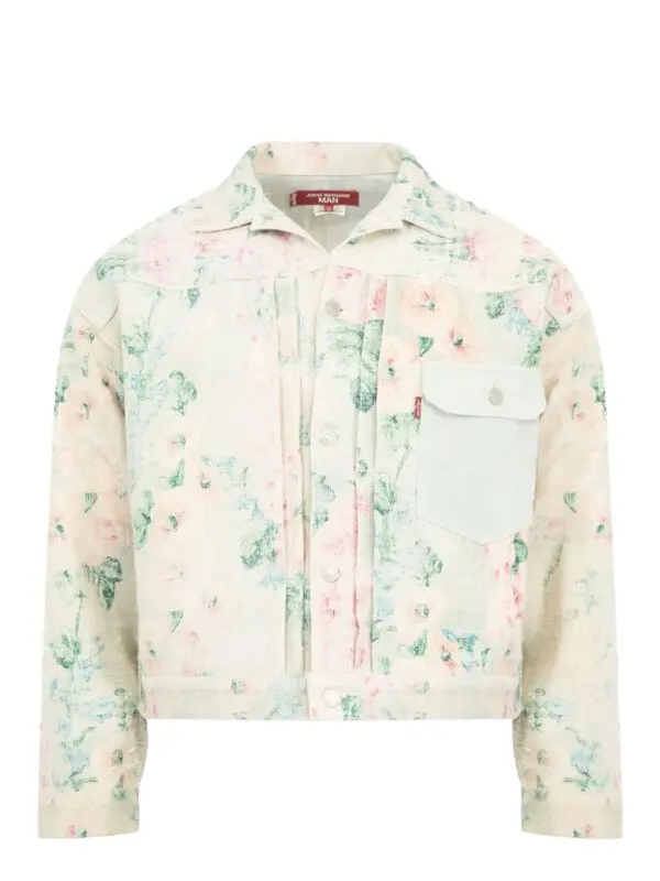 Junya Watanabe Printed Button-front Cropped Jacket - Beige