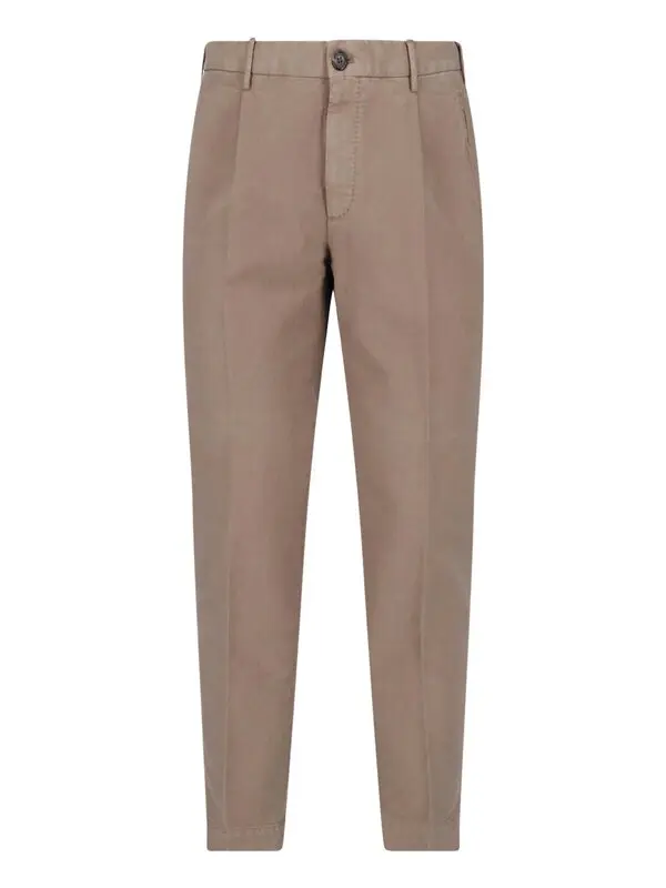 Incotex Stretch Cotton Tailored Trousers - Taupe
