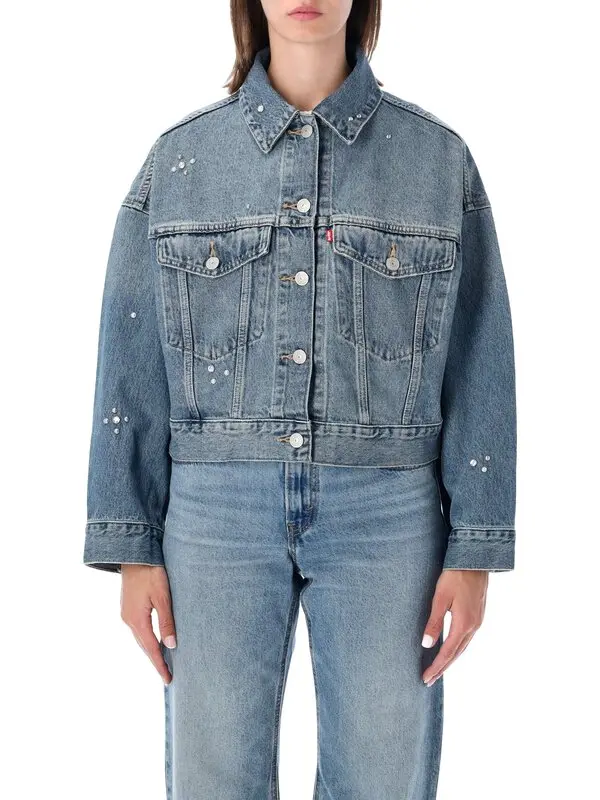 LEVI'S Stud-embellished Relaxed Fit Denim Jacket - Blu